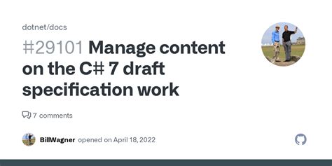 Manage Content On The C 7 Draft Specification Work · Issue 29101