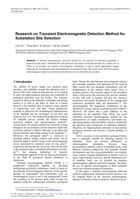 Pdf Research On Transient Electromagnetic Detection Method For