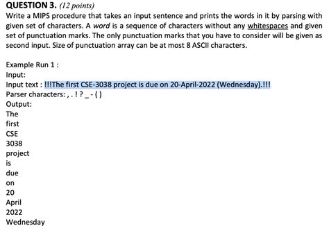 solved question 3 12 points write a mips procedure that