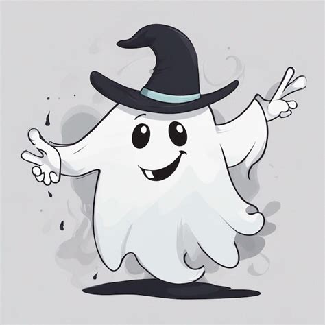 Premium Ai Image Simple Vector Cute Dabbing Halloween Ghost On A
