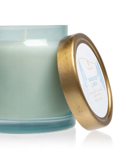 Thymes Washed Linen Statement Candle Cool Green And Shady