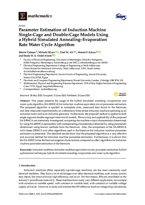 Pdf Parameter Estimation Of Induction Machine Single Cage And Double Cage Models Using A