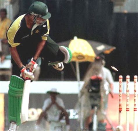 Waqar Younis Looks Back To See His Stumps Shattered ESPNcricinfo