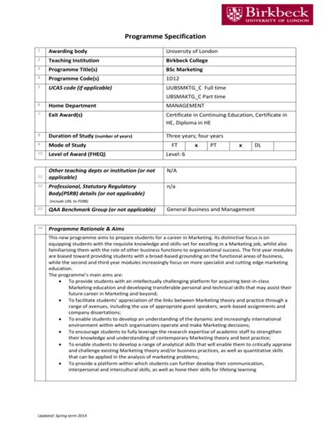 Programme Specification