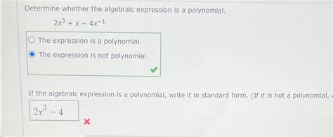 solved determine whether the algebraic expression is a