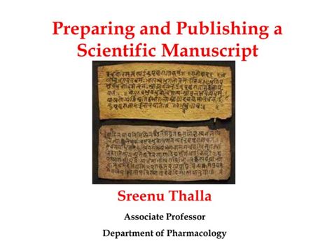 Preparing And Publishing A Scientific Manuscript Pptx