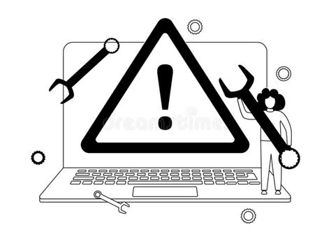 Broken Laptop With Error Error Warning Sign On The Screen Stock Vector Illustration Of Error