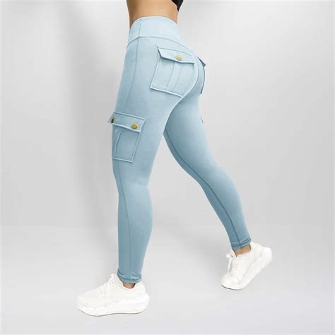 Brdfrl Butt Lifting Leggings With Flap Pockets For Women Stretch Cargo