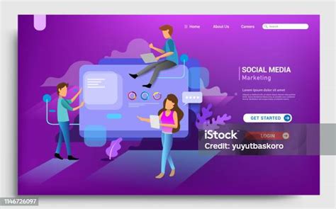 Template Halaman Arahan Pemasaran Media Sosial Konsep Desain Datar