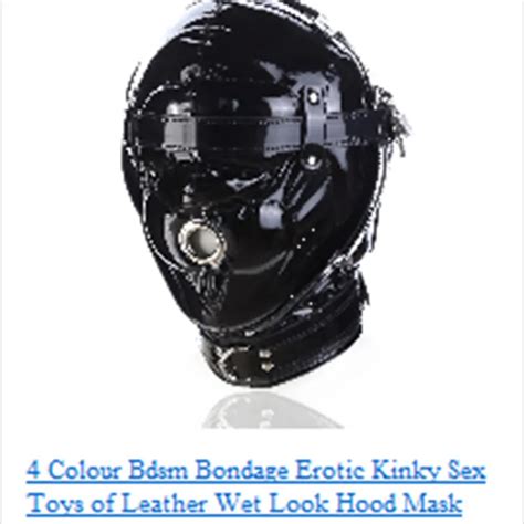 Wetlook Leather Open Mouth Fetish Mask Hood Bondage Gear Erotic