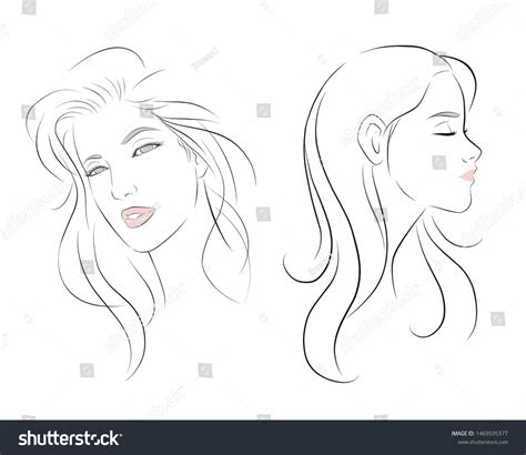 Girl Face Long Hair Portrait Isolated Stock Vector Royalty Free