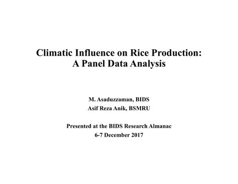 Pdf Climatic Influence On Rice Production A Panel Data Analysis