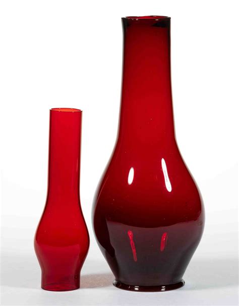 Assorted Deep Ruby Kerosene Lamp Chimneys Lot Of Two Sold At Auction On 20th June Jeffrey S