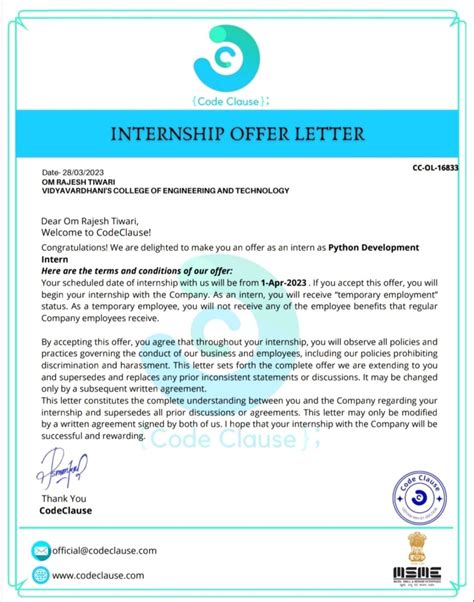 Om Tiwari On Linkedin Opportunity Python Thankyou Developer Summerinternship Codeclause