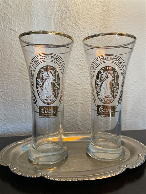 Vintage Gold Pressed Coors Waterfall Logo Pilsner Glasses Etsy