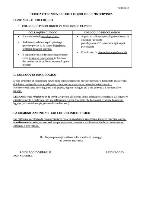 Teoria E Tecnica Del Colloquio E Dellintervista Docsity