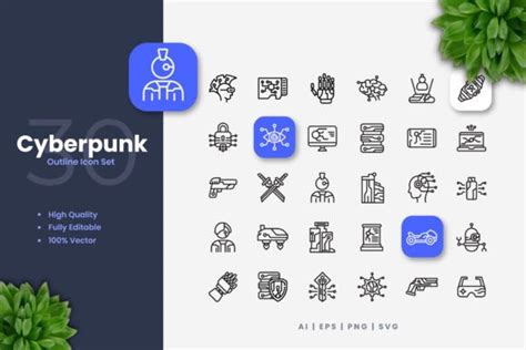 Cyberpunk Icons Graphic By Upnowgraphic · Creative Fabrica