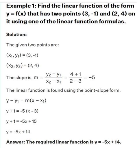 Linear Function Formula