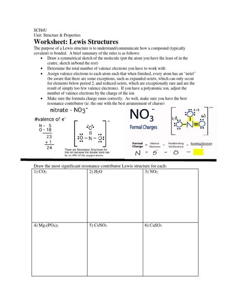 Lewisstructures Worksheet Pdf Science And Mathematics Technology And Engineering