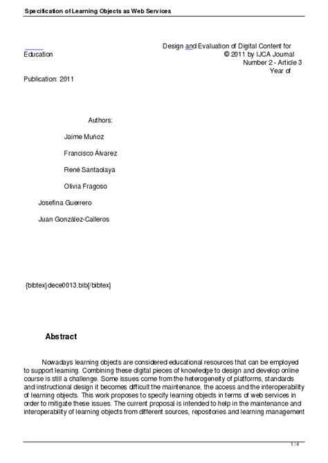 Pdf Specification Of Learning Objects As Web Services