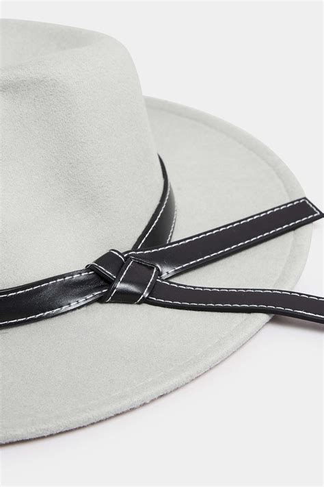 Grey Faux Leather Band Fedora Hat Yours Clothing