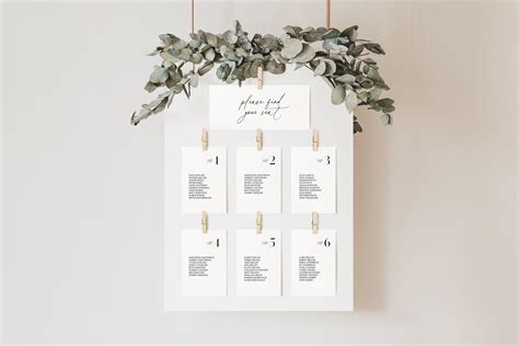 Diy Table Number Assignment Template Wedding Table Number List Minimalist Simple Table List