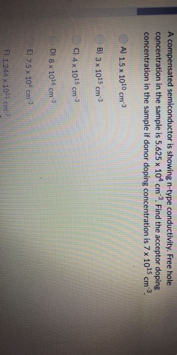Solved A Compensated Semiconductor Is Showing N Type