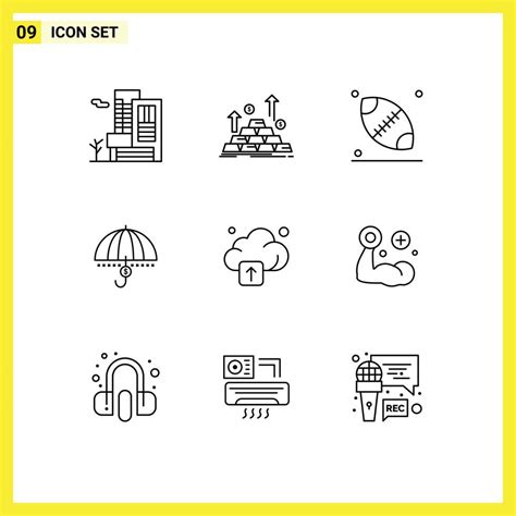 Modern Set Of 9 Outlines Pictograph Of Safety Money Growth Financial