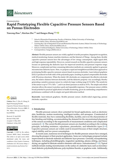 Pdf Rapid Prototyping Flexible Capacitive Pressure Sensors Based On