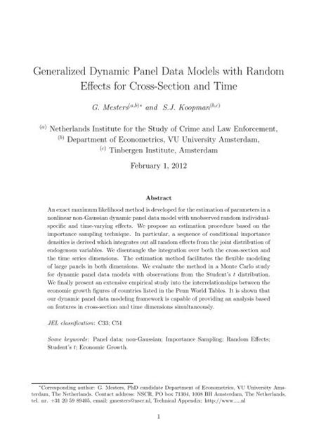 Generalized Dynamic Panel Data Models With Random Effects For