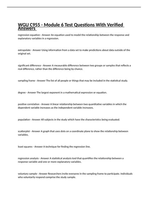 WGU C955 Module 6 Test Questions With Verified Answers WGU C955 Stuvia US