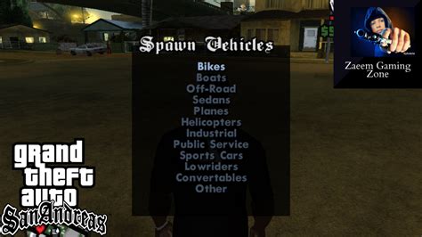 Cheat Menu Mod For GTA San Andreas Zaeem Gaming Zone