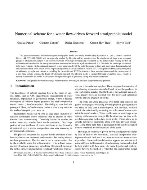 Pdf Numerical Scheme For A Water Flow Driven Forward Stratigraphic Model