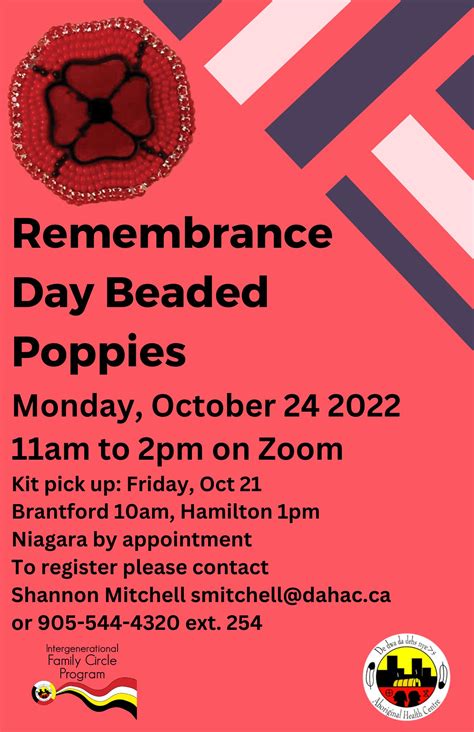 Remembrance Day Beaded Poppies De Dwa Da Dehs Nyes Aboriginal Health