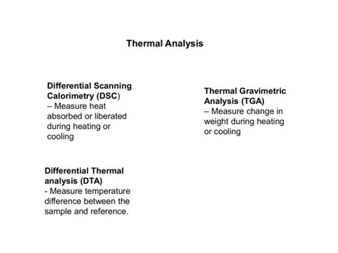 Thermal Analysis DSC DTA And TGA Techniques