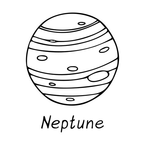 Doodle Of Neptune Isolated On White Background Hand Drawn Vector Illustration Of Planet Of The