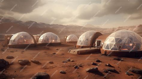 Premium Ai Image Human Colony On Mars Neural Network Generated In May 2023 Not Based On Any