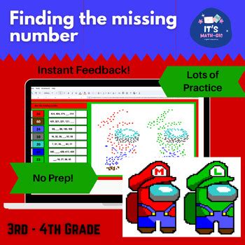 Finding The Missing Number Patterns NO PREP Digital Pixels Activity