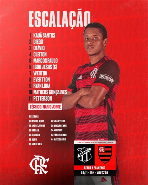 Flamengo Divulga Escalação Para Semifinal Da Copa Do Brasil Sub 20