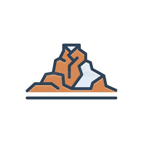 Color Illustration Icon For Mesa Mountain And Valley Stock