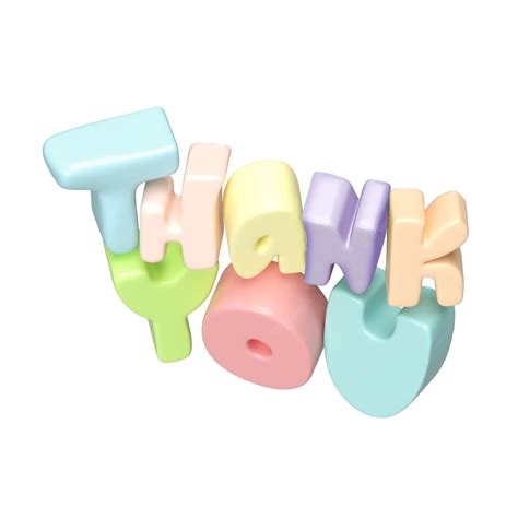 Premium Psd Thank You Multicolor Lettering 3d Text Icon Hand Drawn