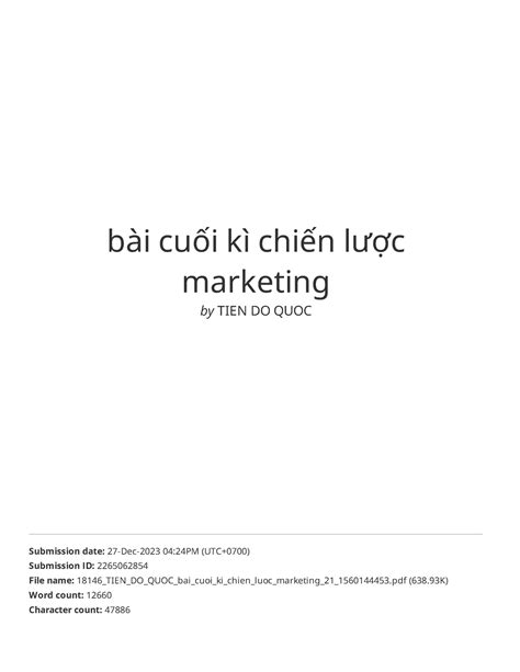 Bài cuối kì chiến lược marketing Quản trị chiến lược bài cuối kì chiến lược marketing by