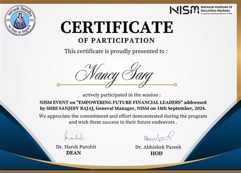 nancy garg on linkedin nism finance security market