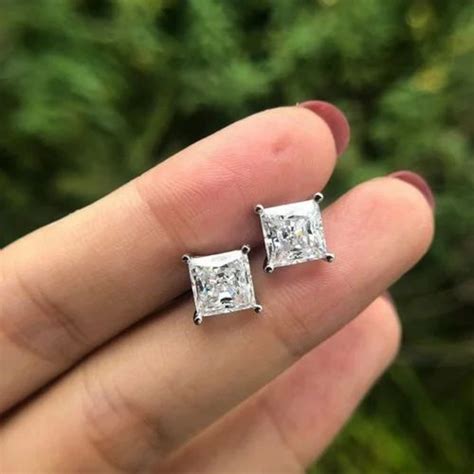 Real Diamonds Daily Wear Princess Cut Diamond Earrings 2 Gms 14 Kt At