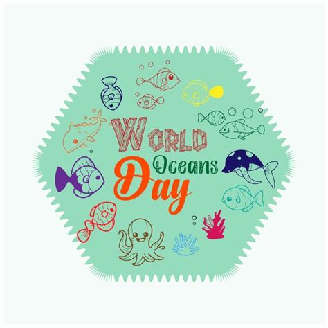 Vector De Ilustración Del Día Mundial Del Océano Vector Premium