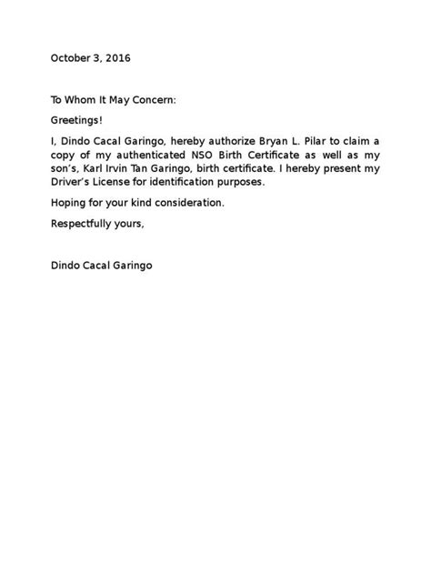 Birth Certificate Authorization Letter Sample Porn Sex Picture