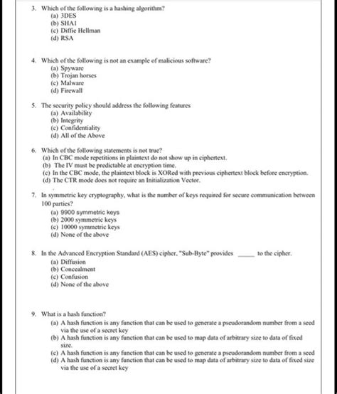 solved 3 which of the following is a hashing algorithm a