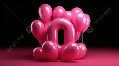 Pink Balloons That Form The Number Zero Background 3d Illustration Of