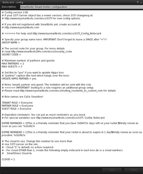Ssti Config Notecard Smartbots Documentation Second Life Bot