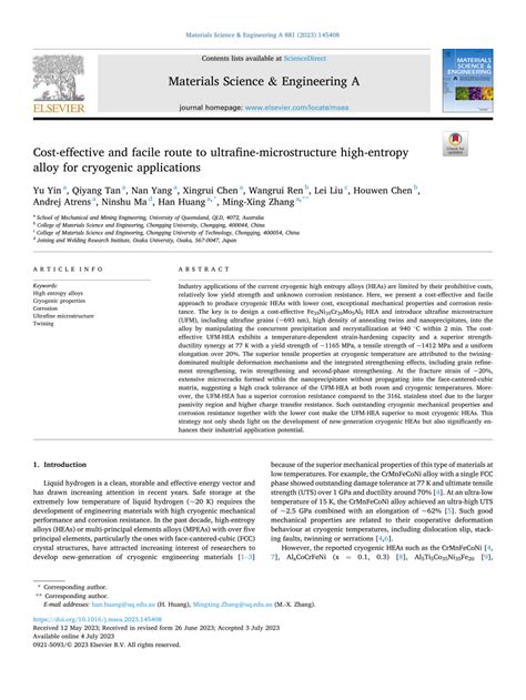 Pdf Cost Effective And Facile Route To Ultrafine Microstructure High Entropy Alloy For